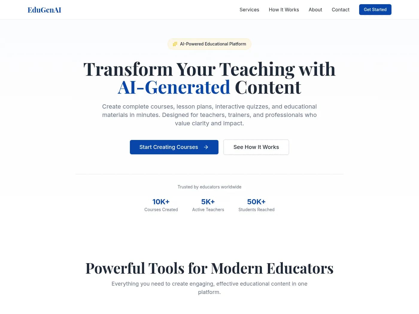 EduGenAI: AI-Powered Course and Content Generator for Modern Educators