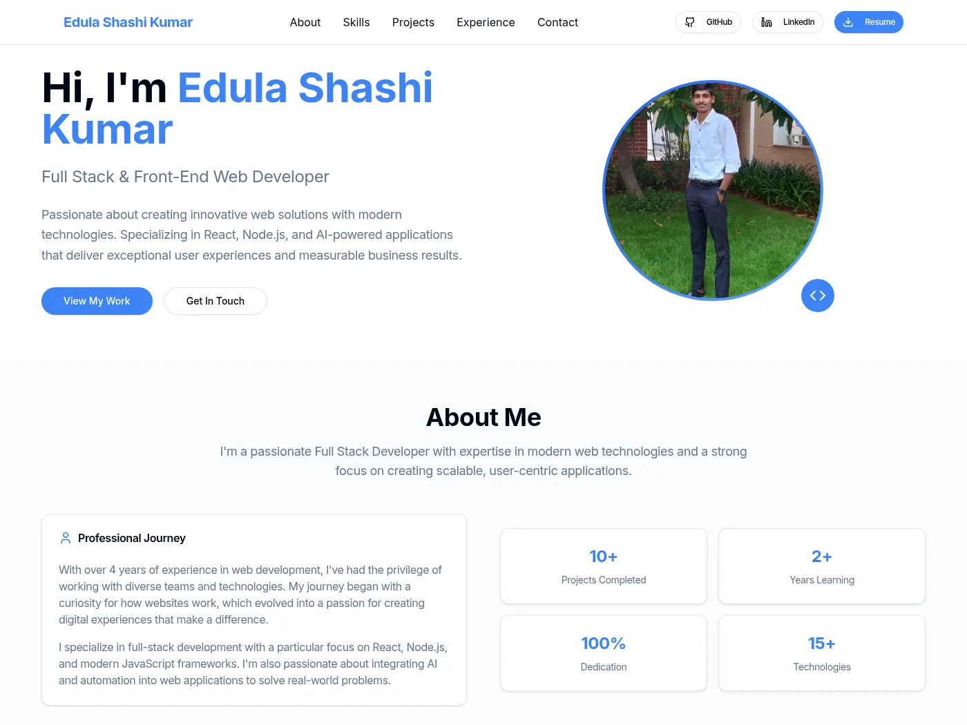 Edula Shashi Kumar Portfolio Website