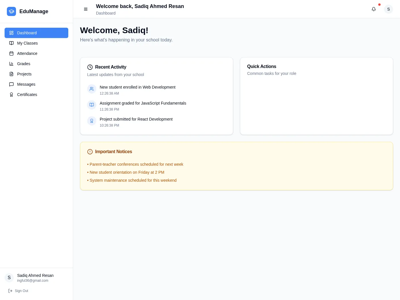 EduManage: Modern School Management Platform
