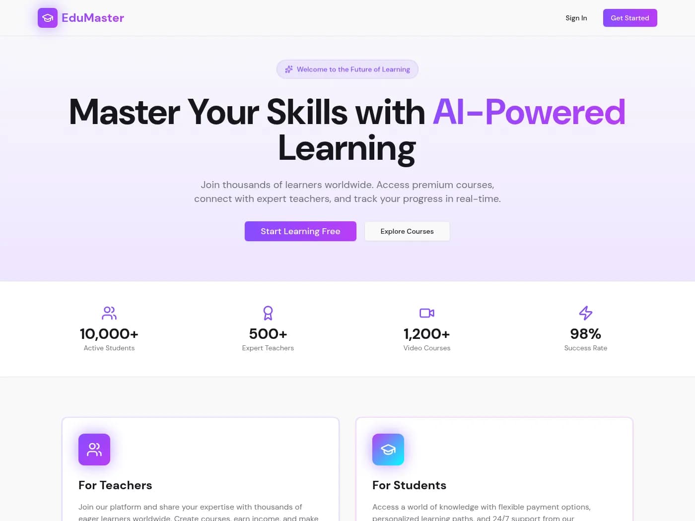 EduMaster Portal: Comprehensive E-learning Management System