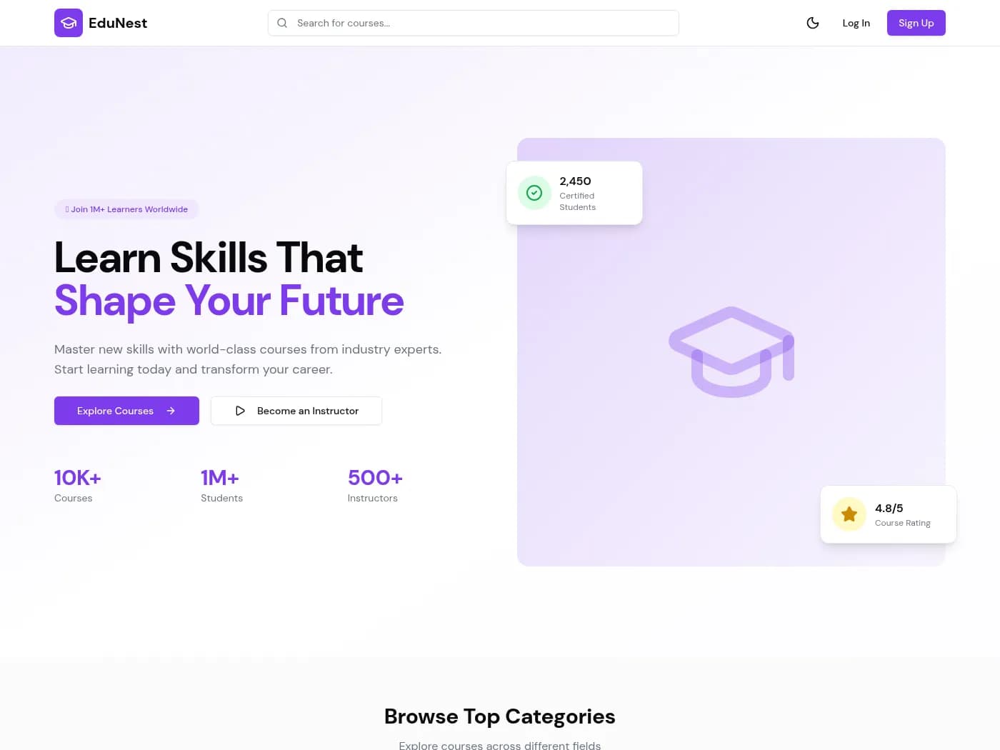 EduNest – Modern Full-Stack Learning Platform
