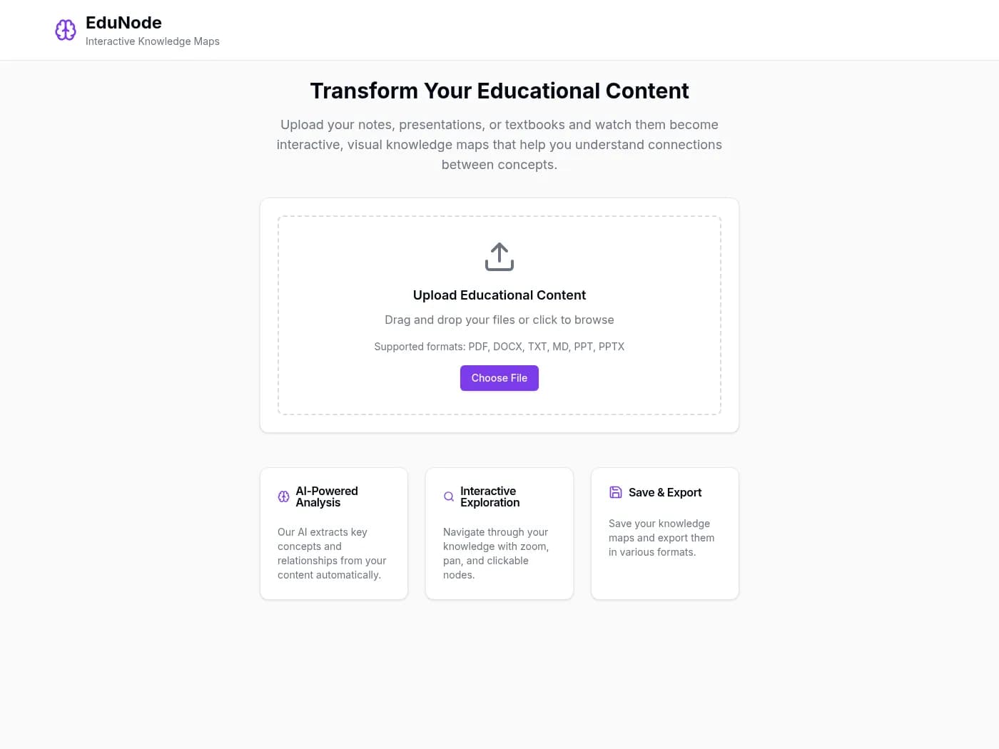 EduNode Interactive Knowledge Map