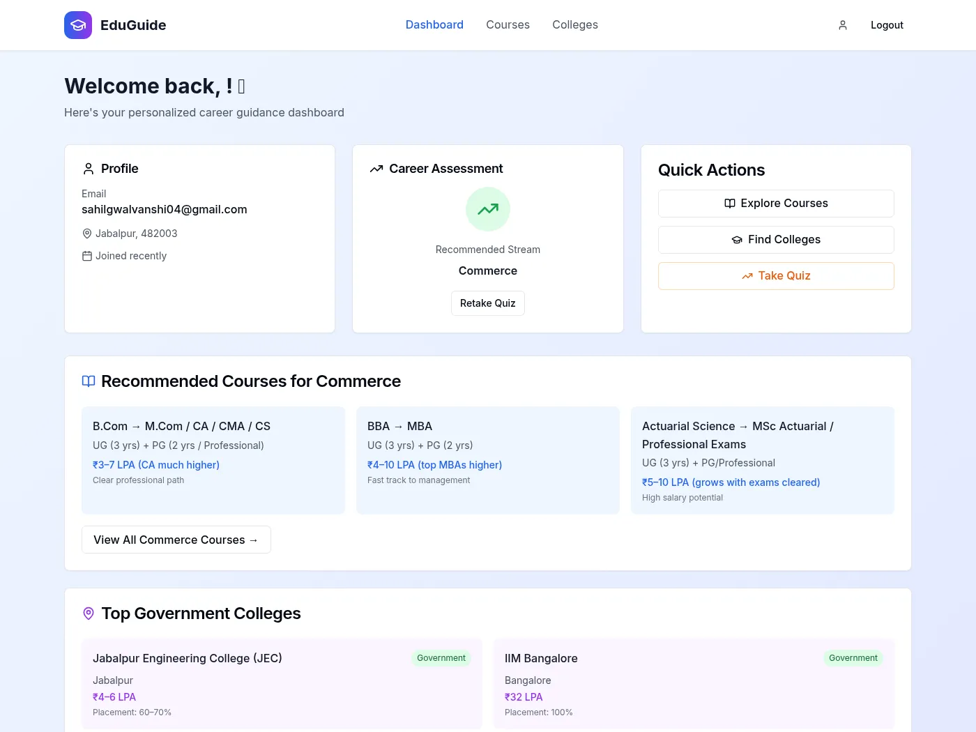 EduPath Advisor: Personalized Career & College Guidance Web Platform