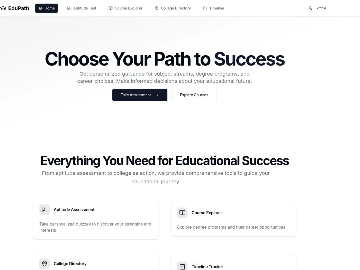 EduPath: Personalized Digital Guidance Platform for College & Career Choices