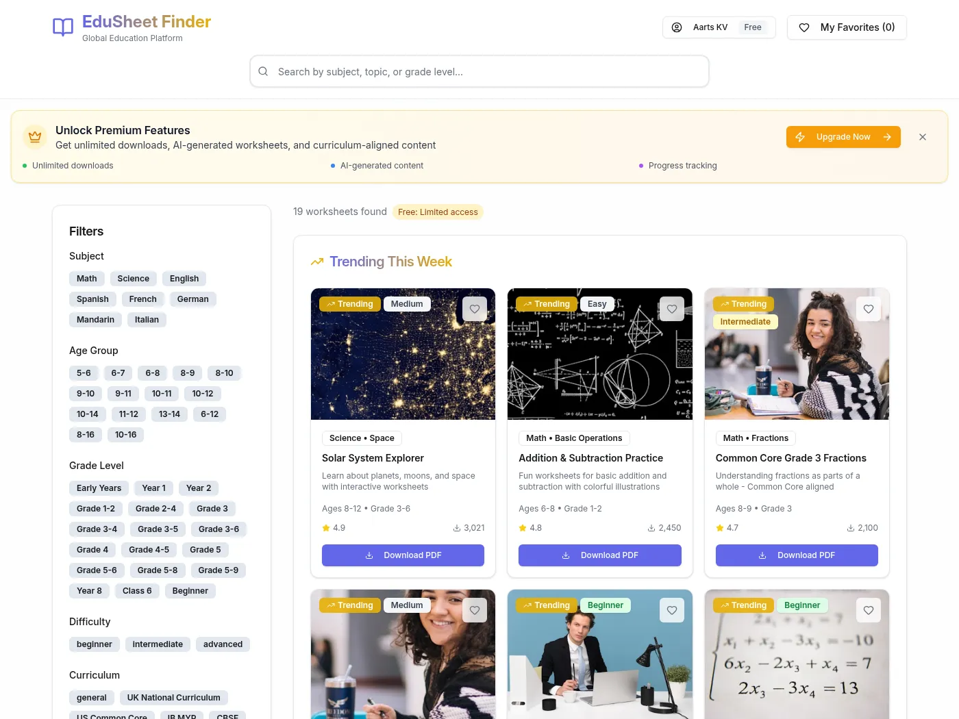 EduSheet Finder: Smart Worksheet Discovery for Parents