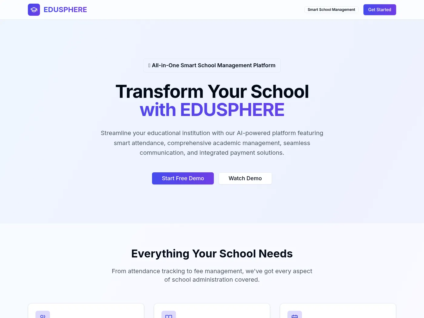 EDUSPHERE – All-in-One Smart School Management & Attendance Platform