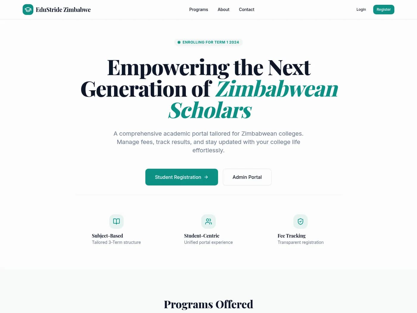EduStride Zimbabwe College Portal