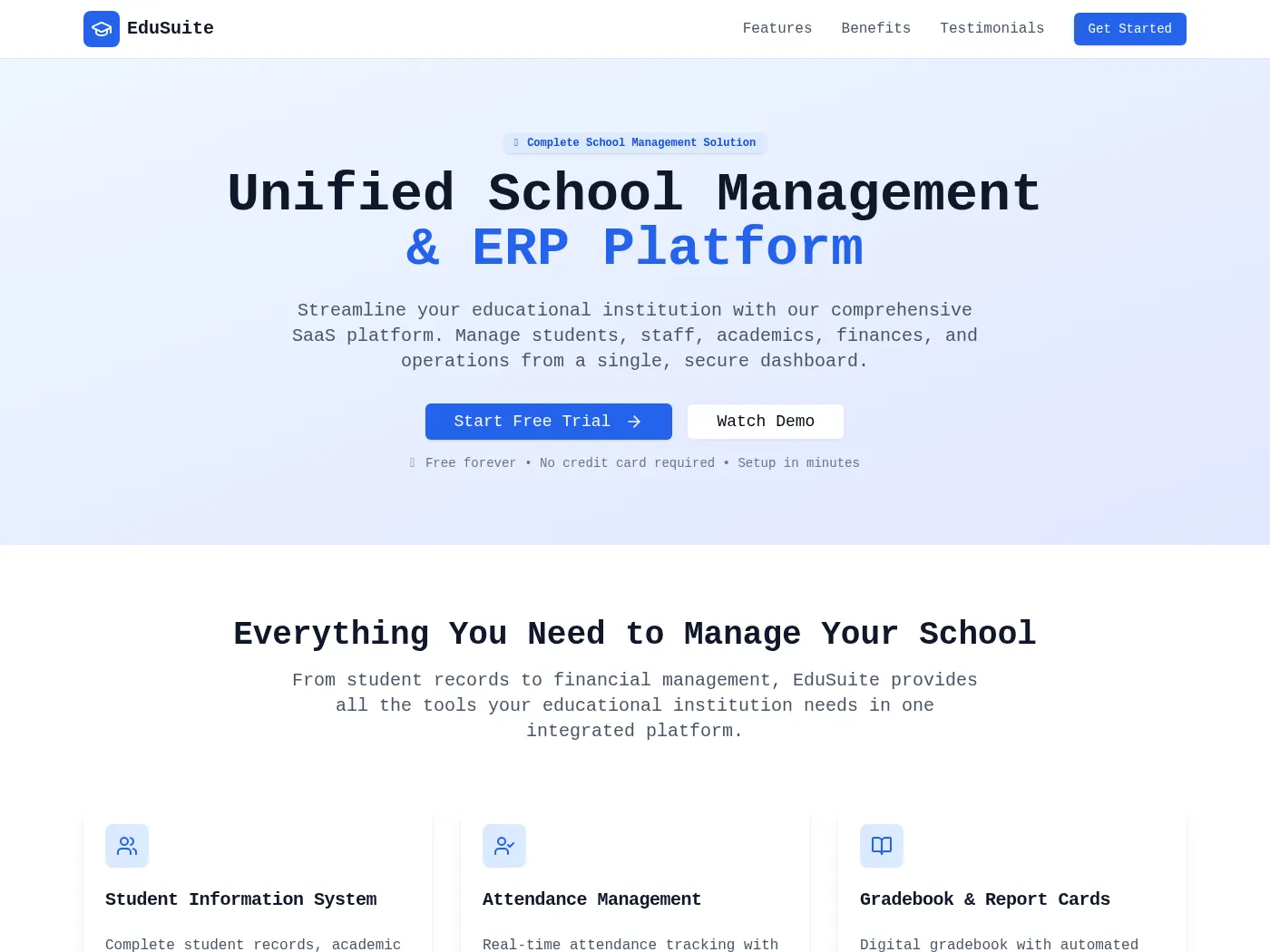 EduSuite: Unified School Management & ERP SaaS Platform