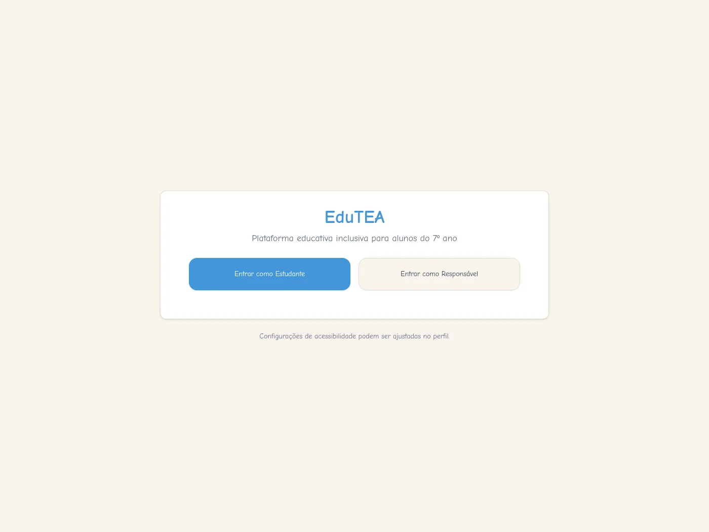 EduTEA: Plataforma Educacional Inclusiva para Crianças Autistas do 7º Ano
