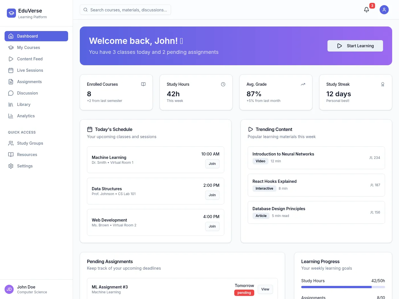 EduVerse: Unified University Learning & Social Platform