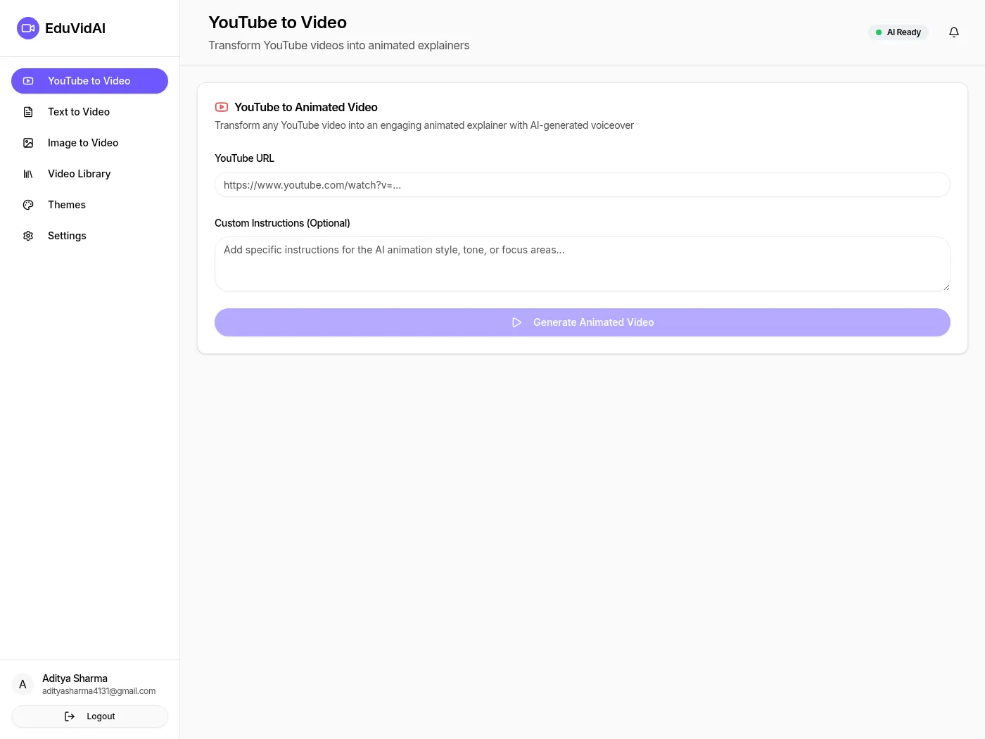 EduVidAI: AI-Powered Animated Explainer Video Platform