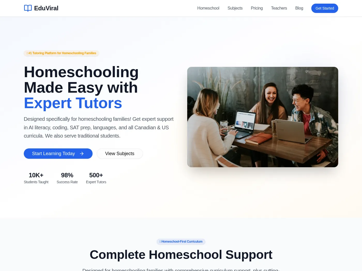 EduViral: Modern Tutoring Platform for Homeschoolers & Students