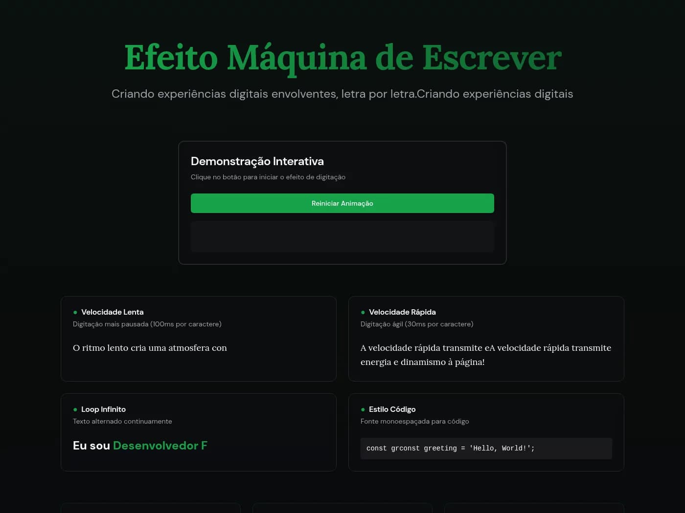 Página com Efeito Máquina de Escrever