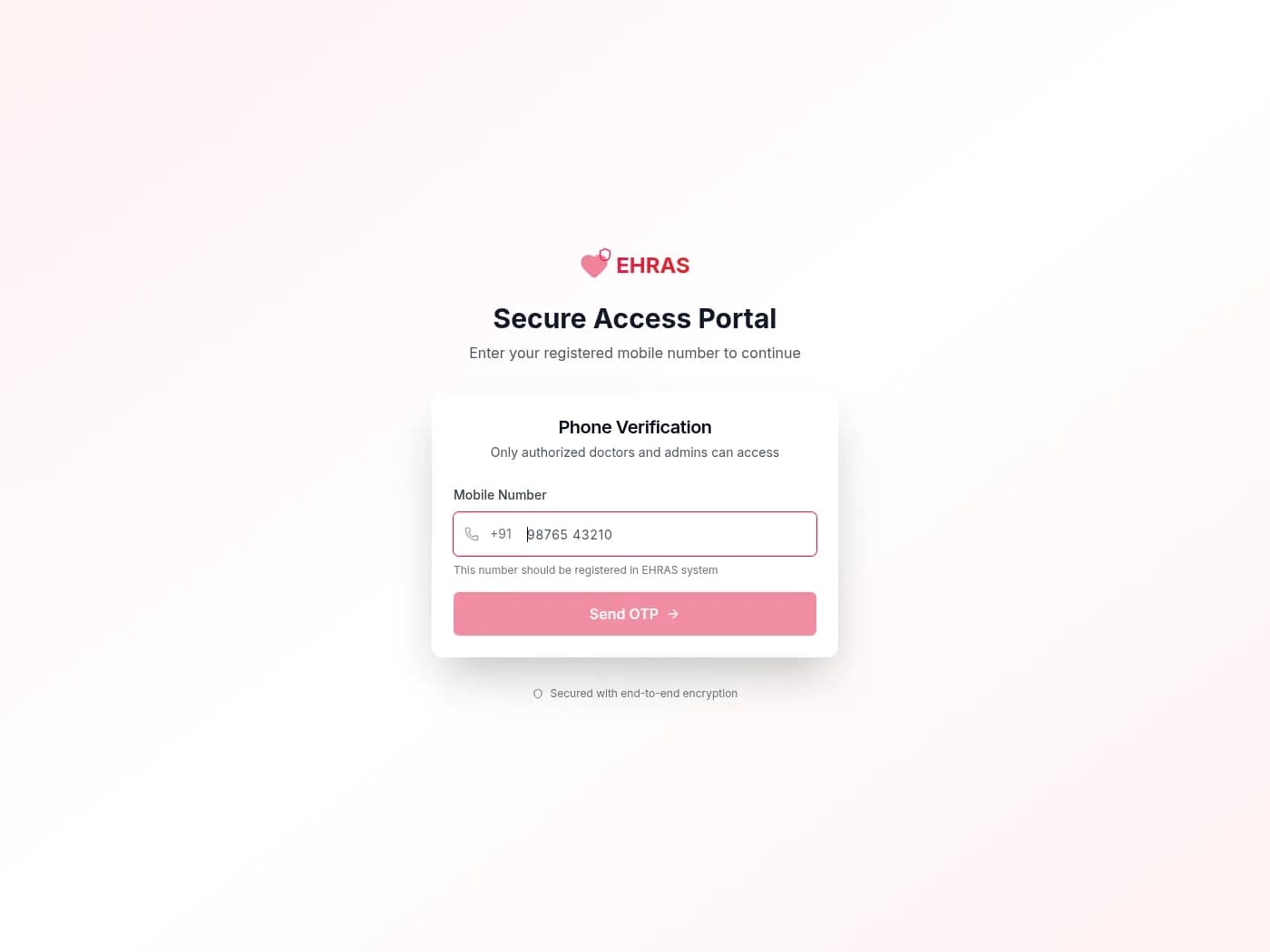EHRAS Secure Web Portal for Doctors and Admins
