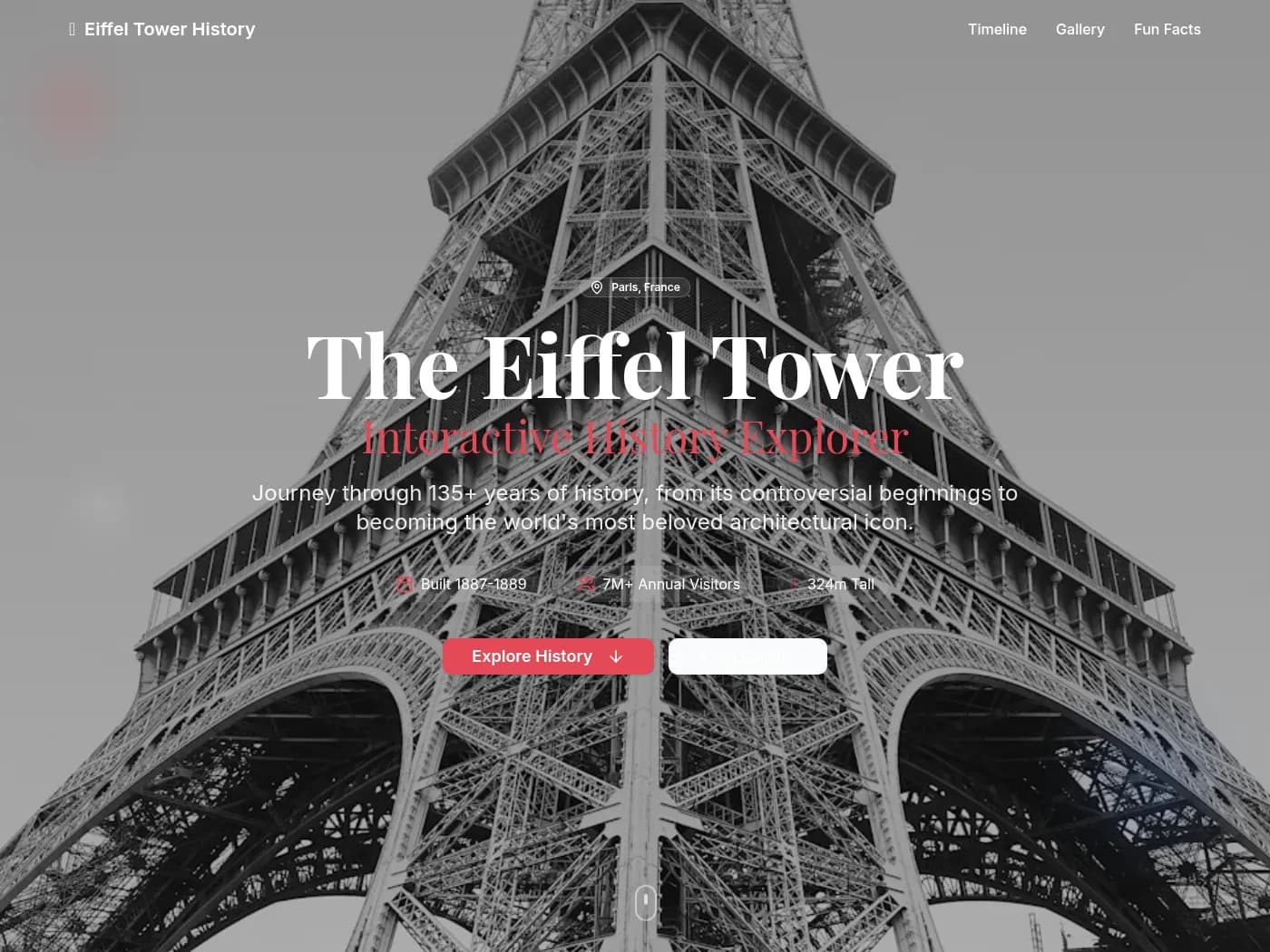 Eiffel Tower Interactive History Explorer