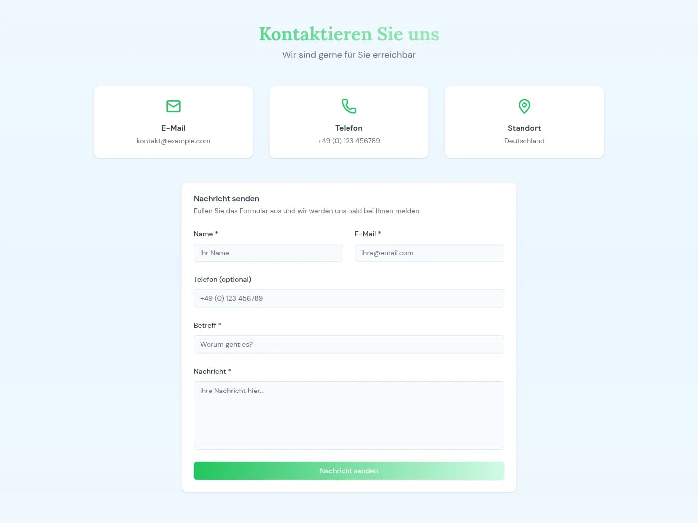 Einfache Kontakt Box