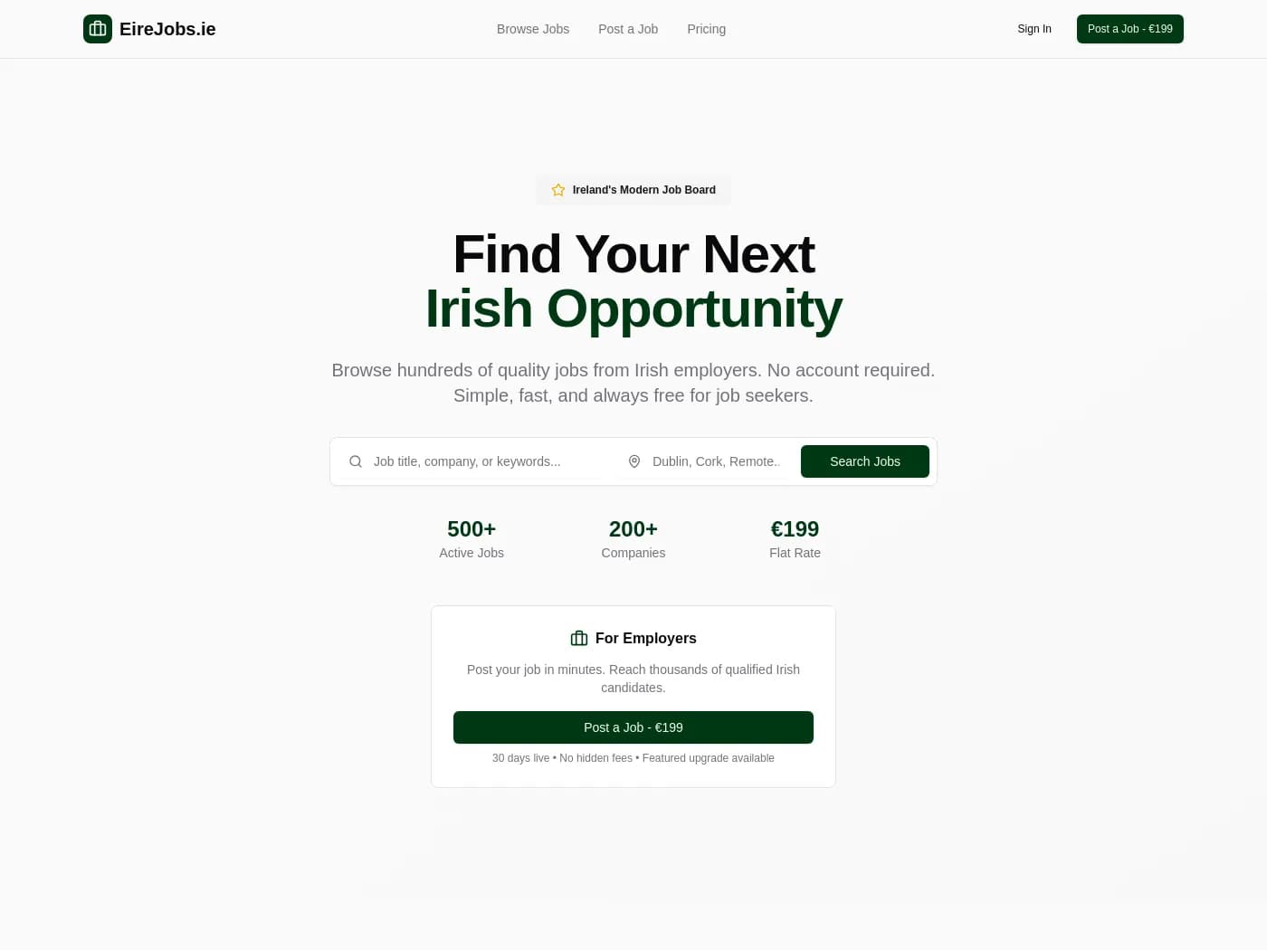 EireJobs.ie - Modern Irish Job Board Platform