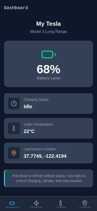Electric Car Companion Mobile App