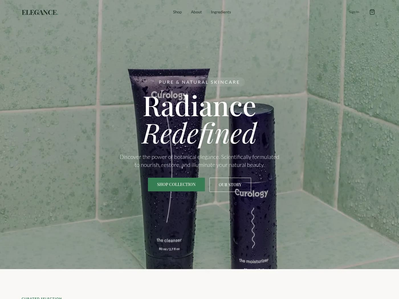 Elegant Skincare Products Website