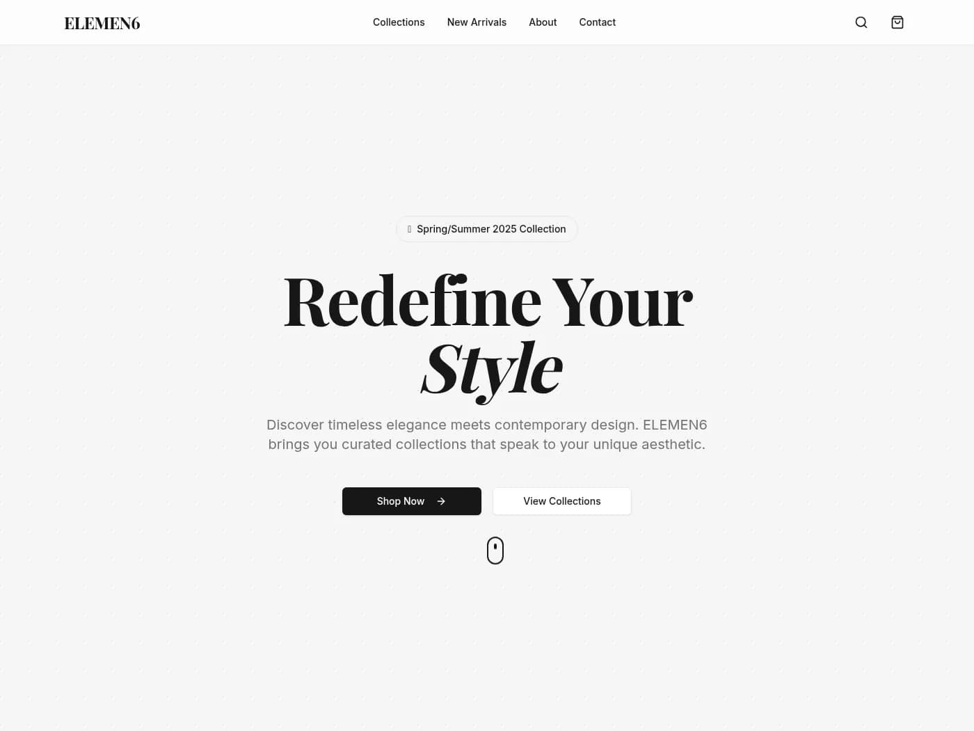 ELEMEN6 Online Clothing Brand Website
