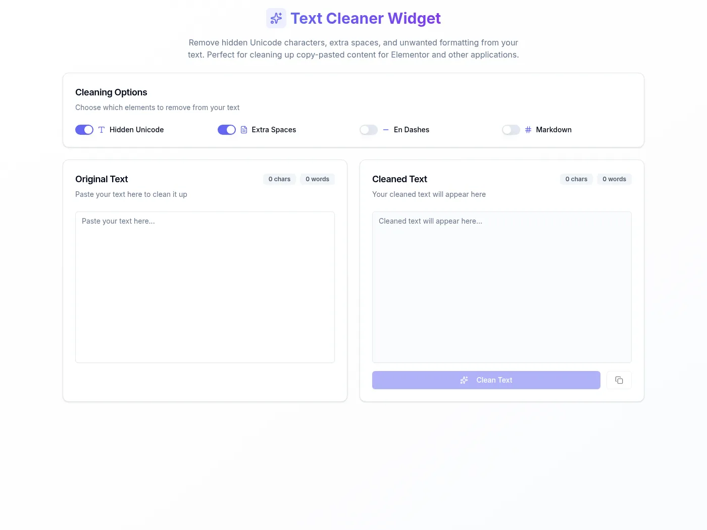 Elementor Extra Space & Formatting Cleaner Widget