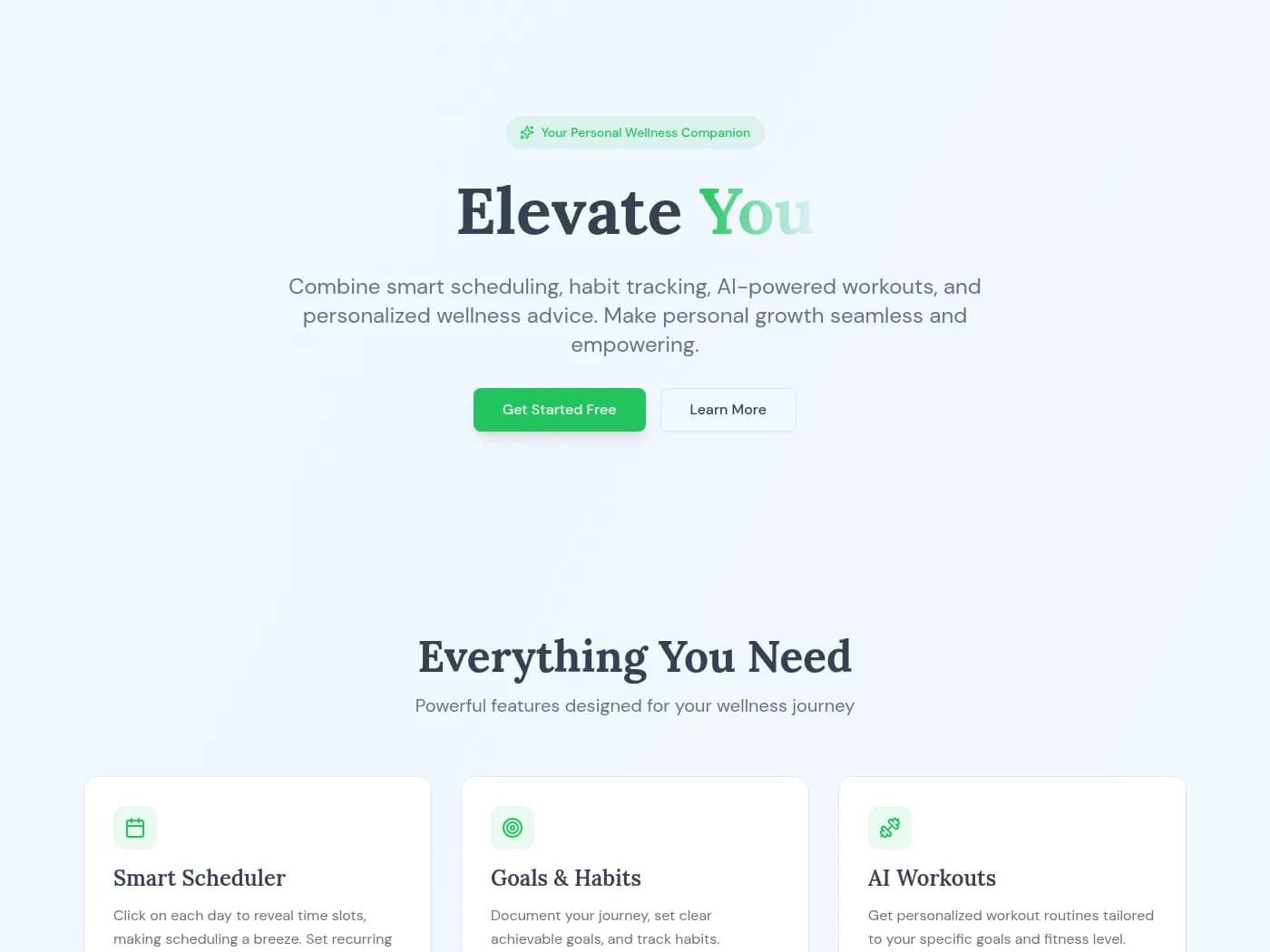 Elevate You: Smart Scheduler, Habit Tracker, & Personal AI Wellness Assistant
