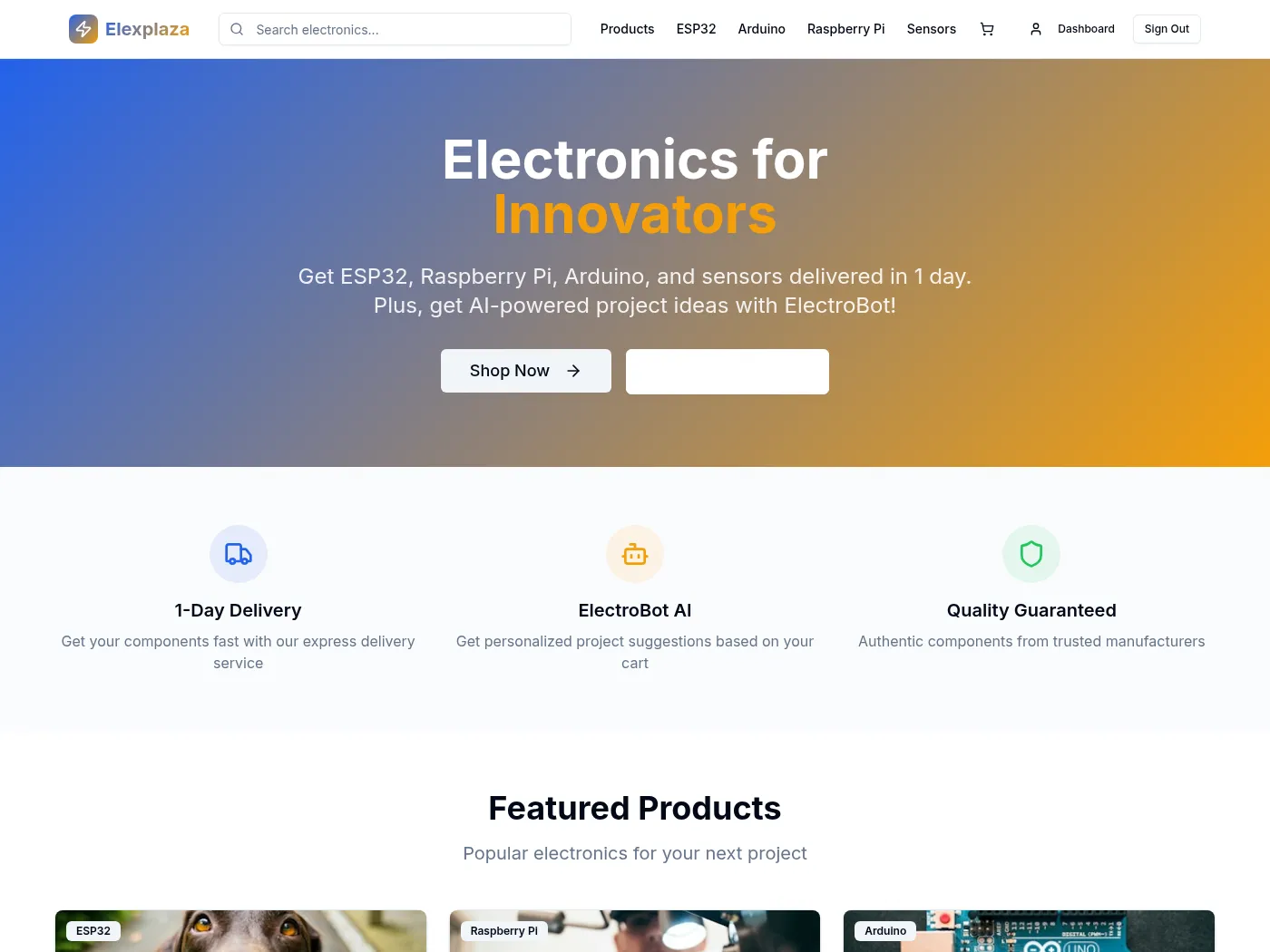 Elexplaza: Smart Electronics Marketplace for Innovators