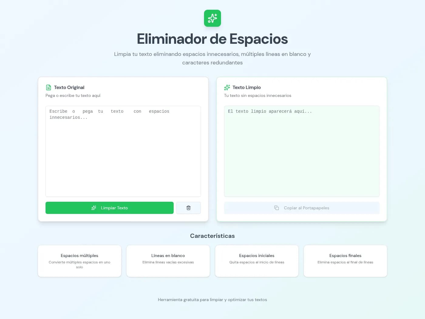 Herramienta Eliminadora de Espacios Innecesarios en Texto