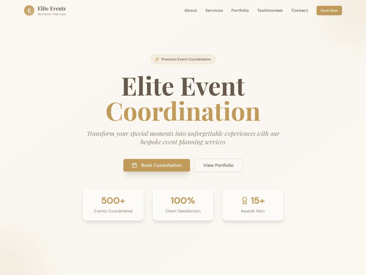 Elite Event Coordination Website