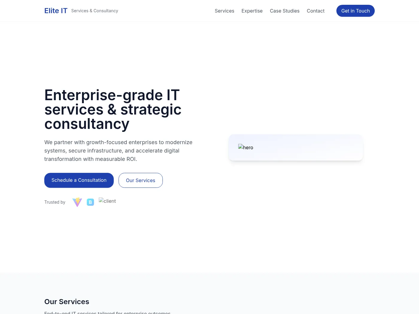 Elite IT Services & Consultancy Webpage