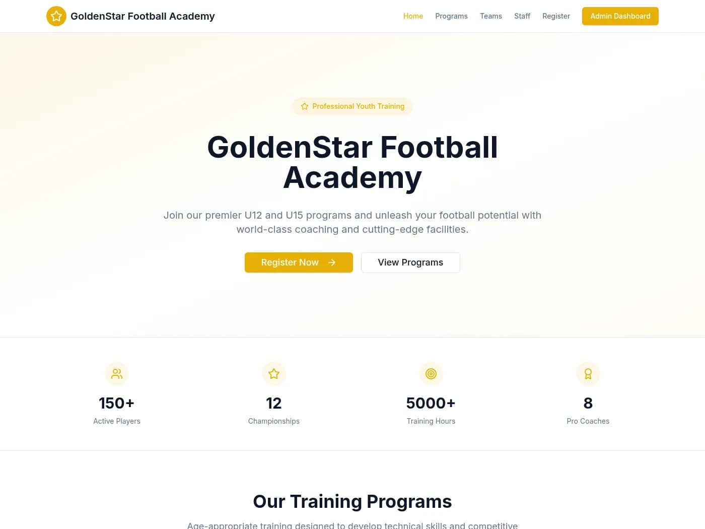 Elite Youth Soccer Academy Website