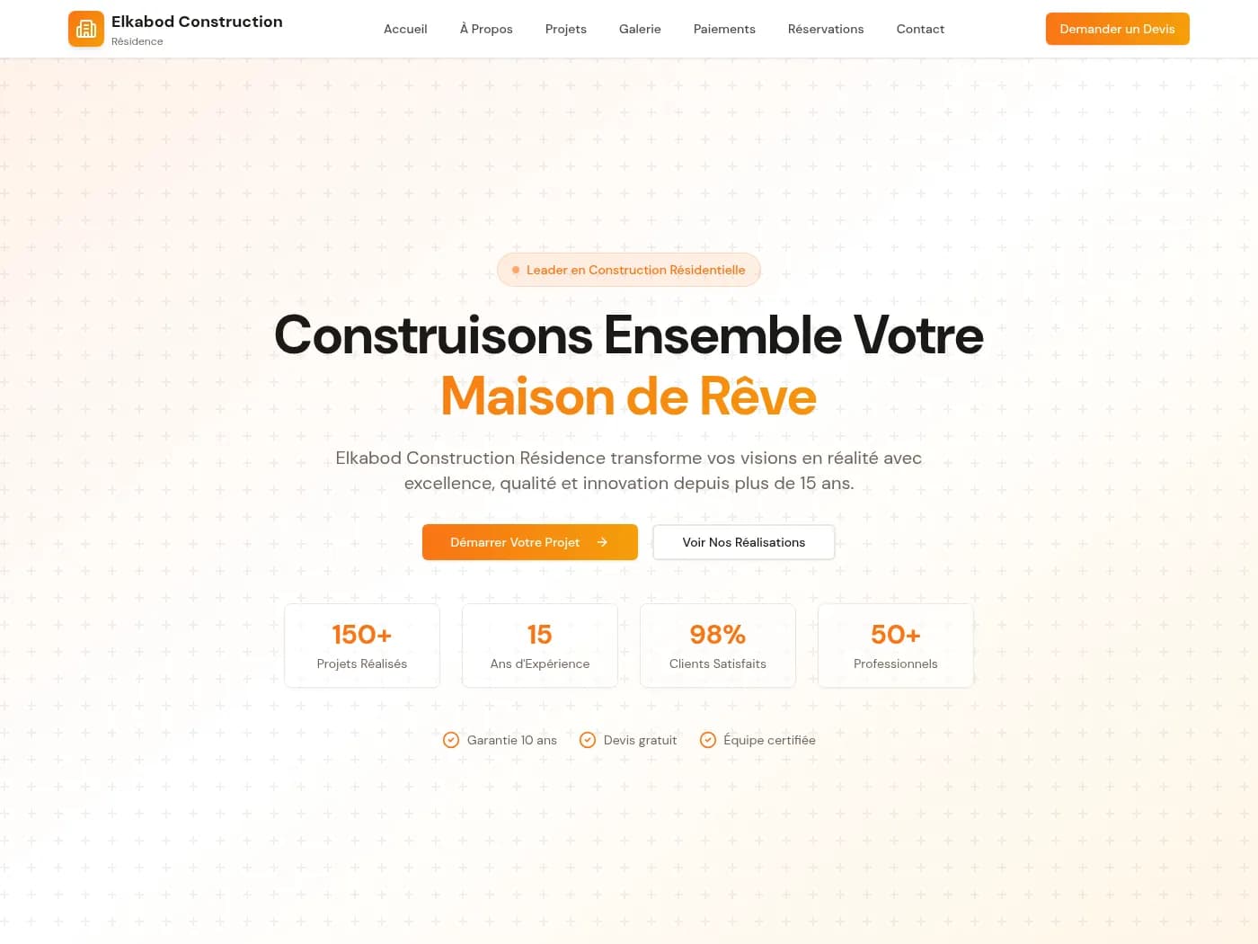 Elkabod Construction Résidence Corporate Website