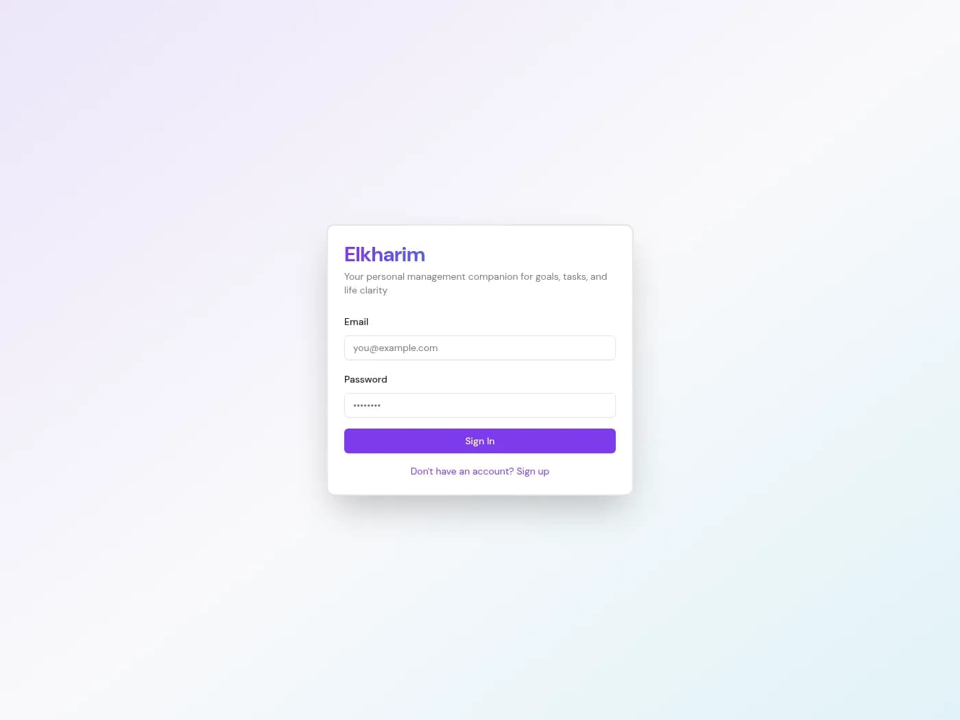 Elkharim: Personal Data, Goals, and Chaos Management App
