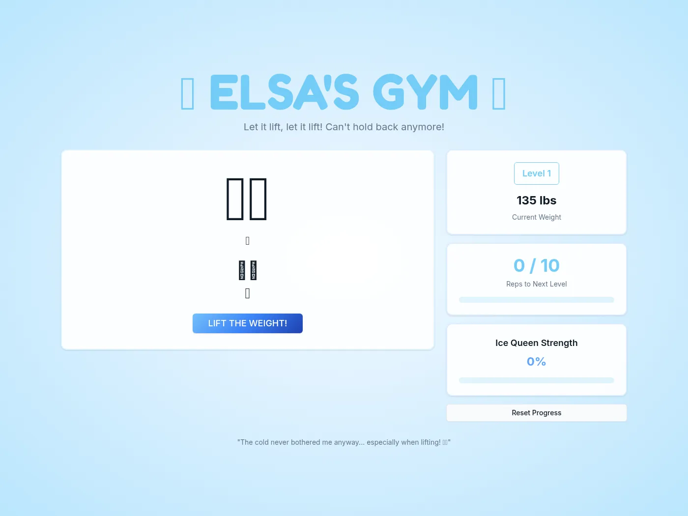 Elsa's Strength Challenge: Frozen Bench Press Simulator