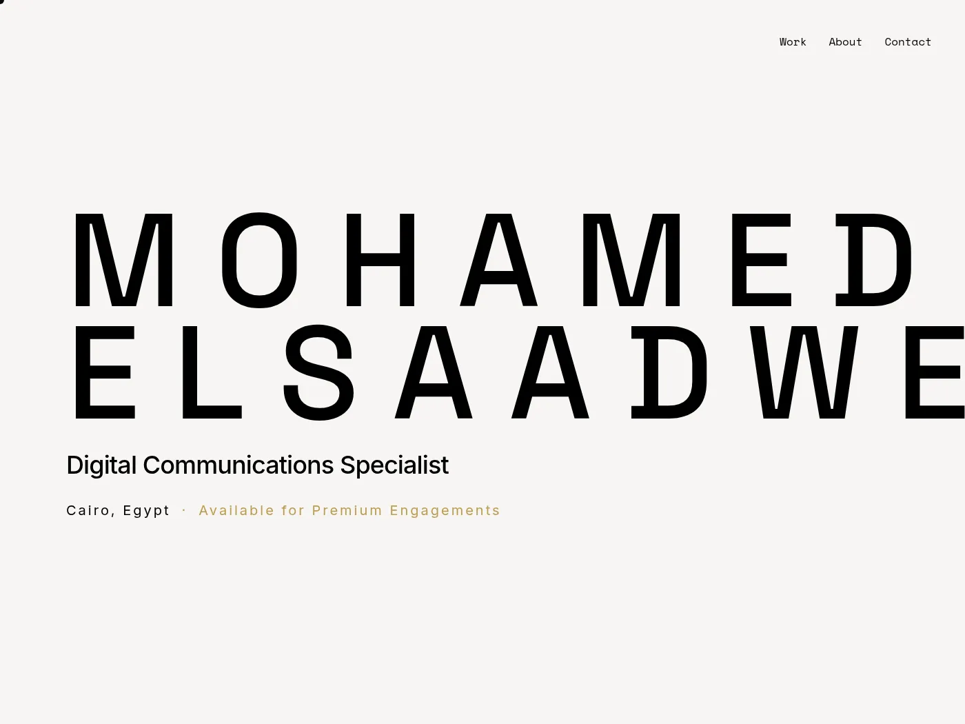 Mohamed Elsaadwey – Silent Luxury Portfolio Website (Inspired by The Line Studio 2025)
