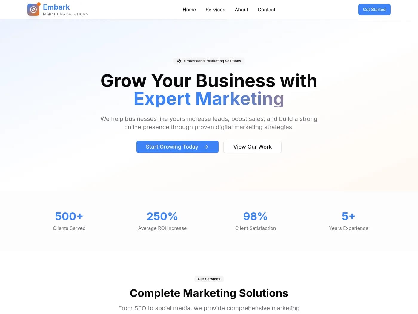 Embark Marketing Solutions Website