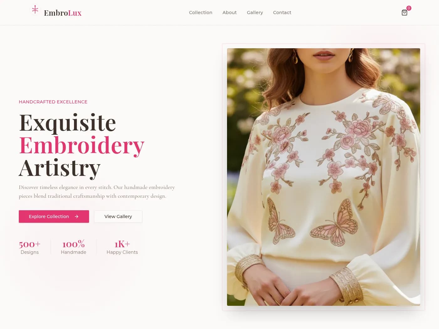 EmbroLux: Modern Handmade Embroidery Clothing Showcase