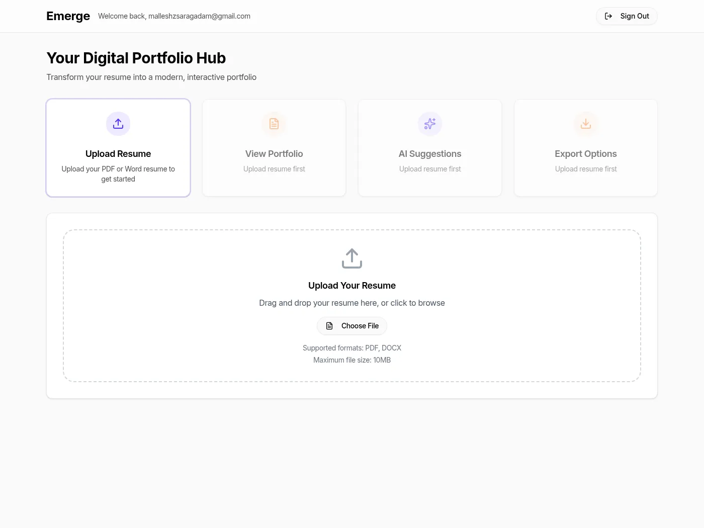 Emerge: Accurate Digital Resume to Modern Portfolio Converter with AI Job & Interview Tools