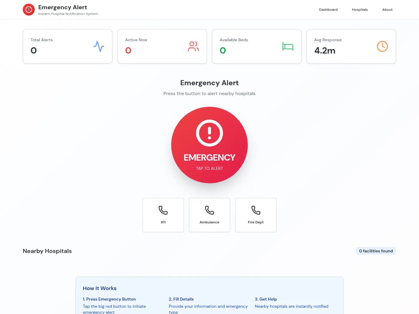 Emergency Hospital Alert with Stunning Frontend