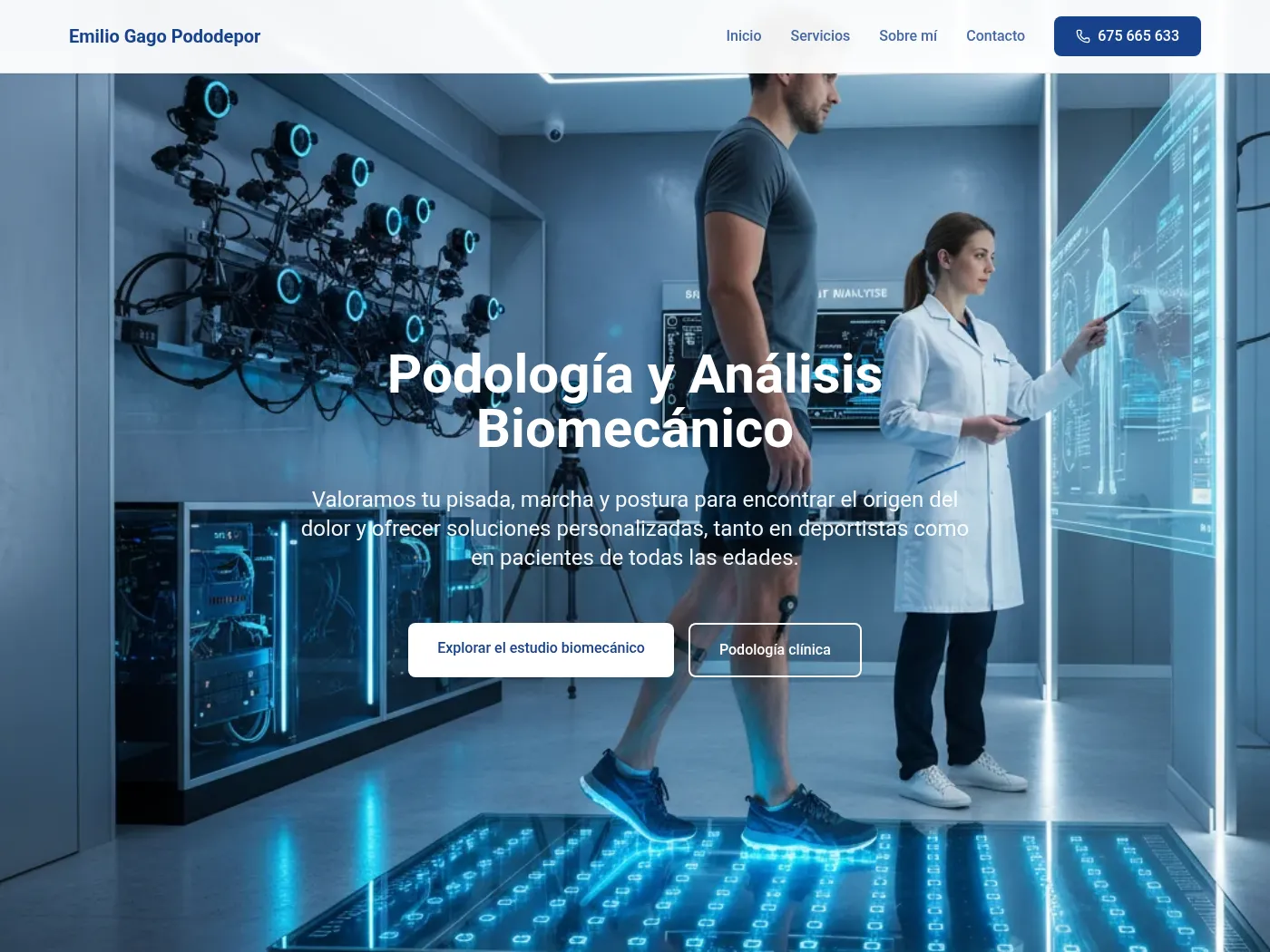Sitio web profesional y minimalista para Emilio Gago Pododepor