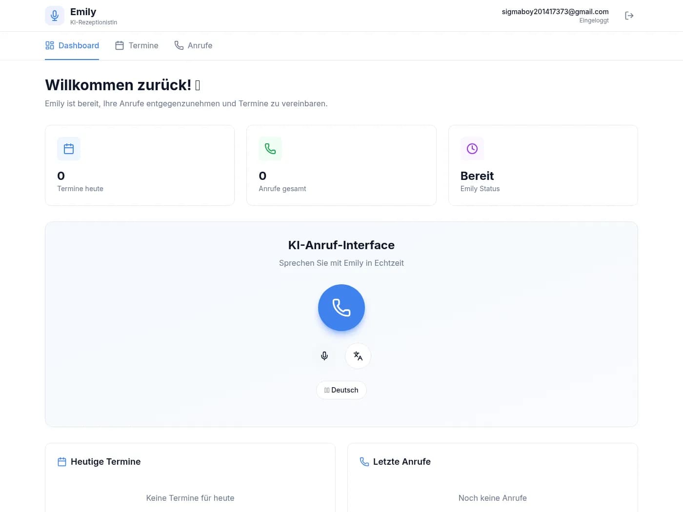 Emily: German-Speaking AI Receptionist Web App