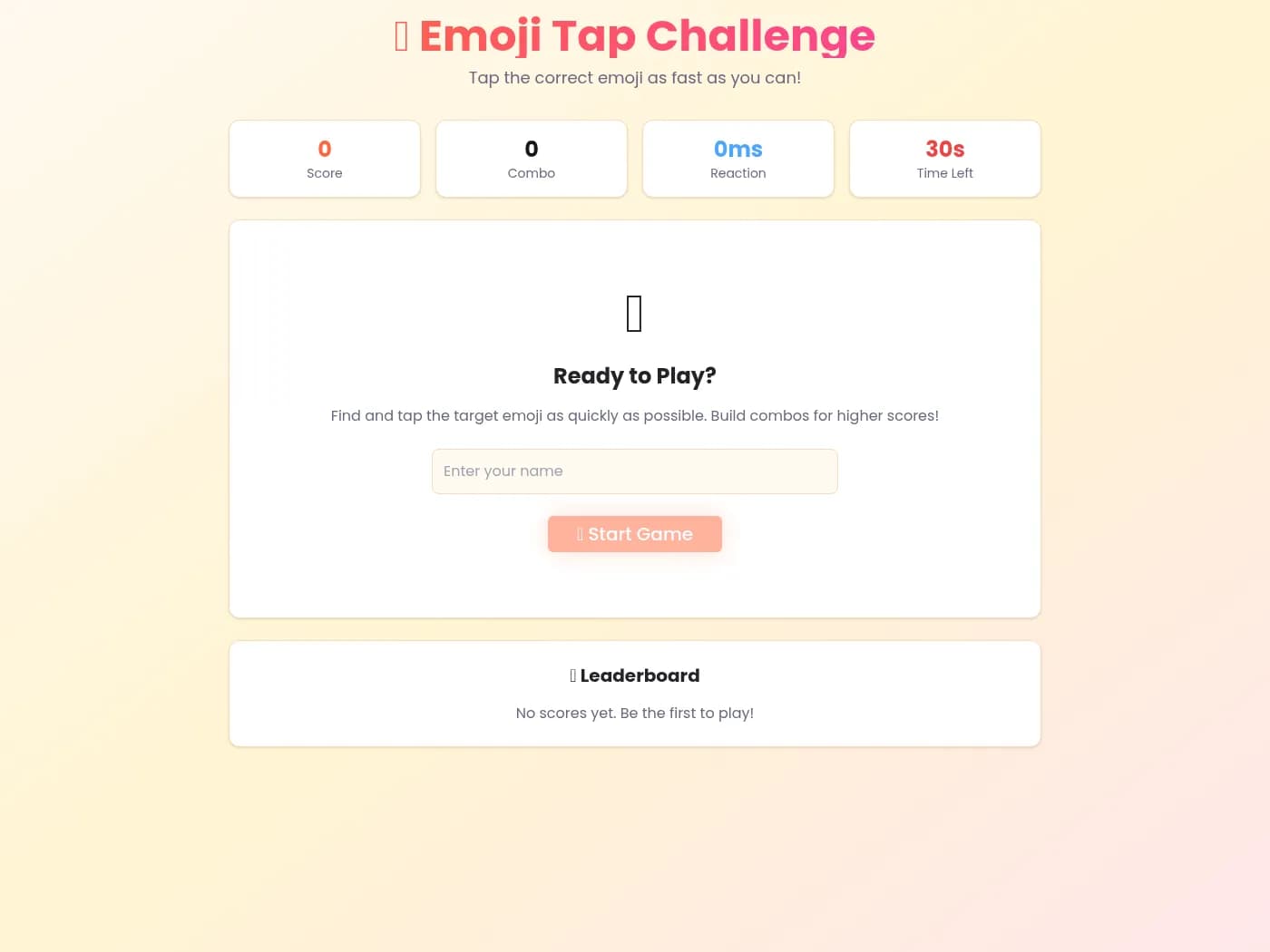 Emoji Tap Challenge: Fast-Paced Reaction Game