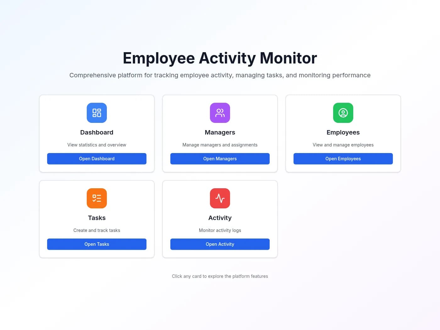 Employee Activity Monitoring Platform with Managerial Tasks and Dashboard