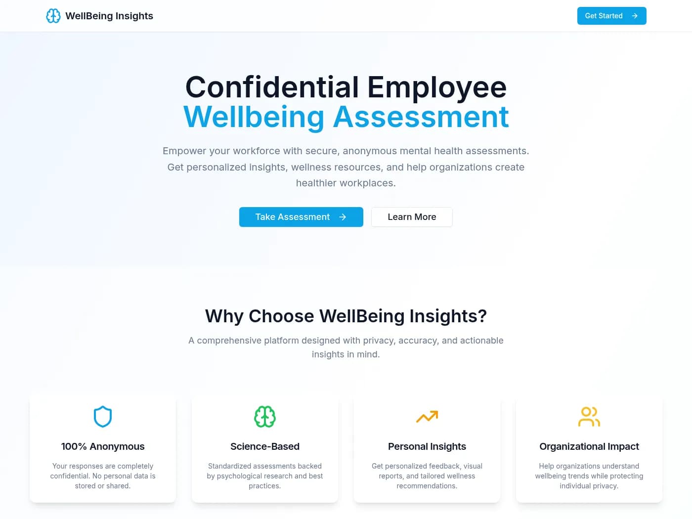 Employee Well-being Assessment & Insights Platform