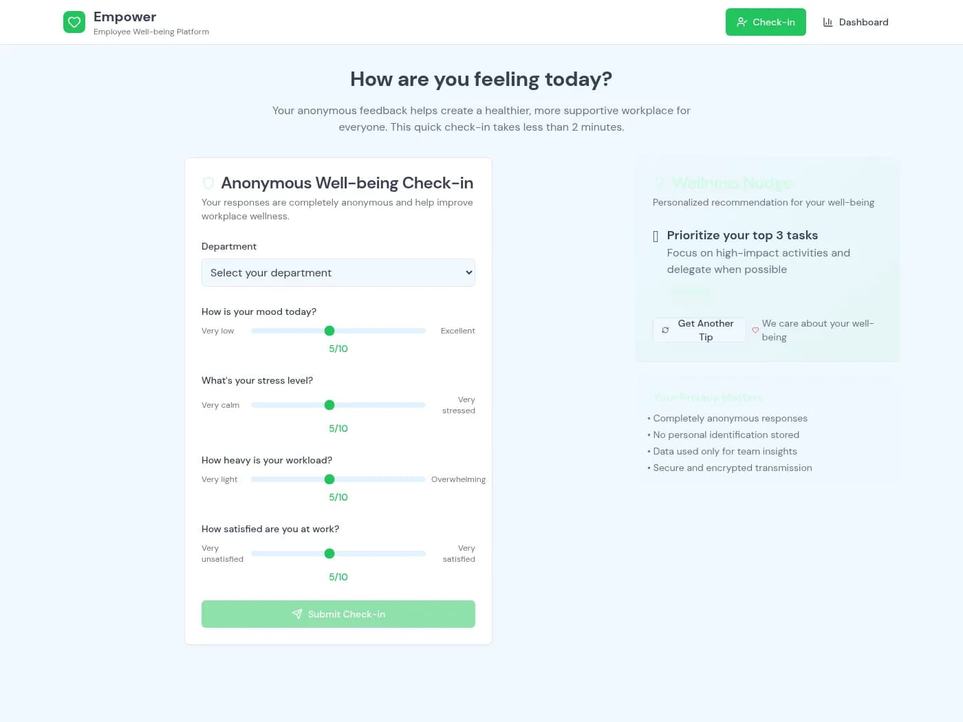 Empower Employee Well-Being Insights Platform