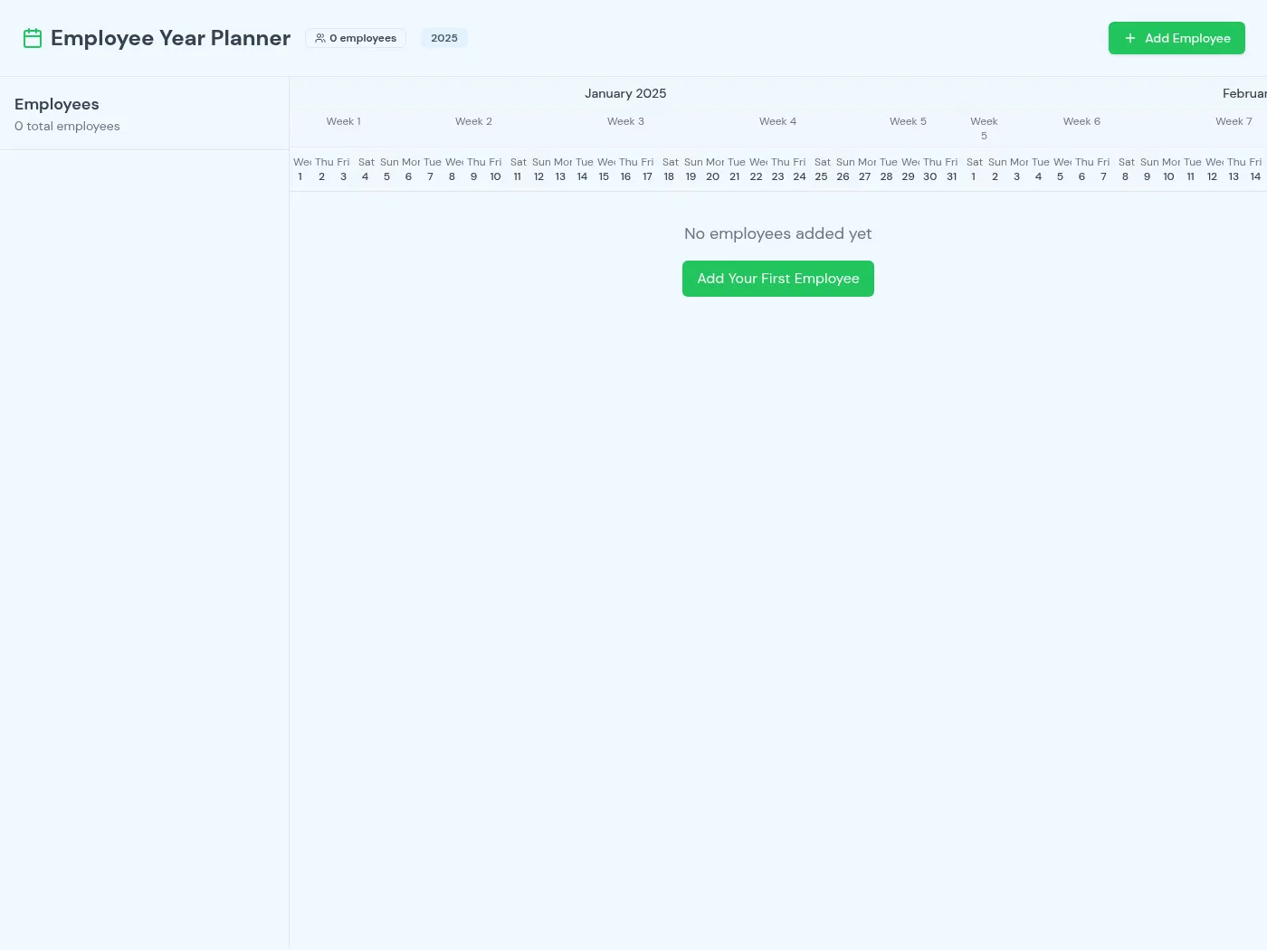 Employee Year Planner & Absence Tracker