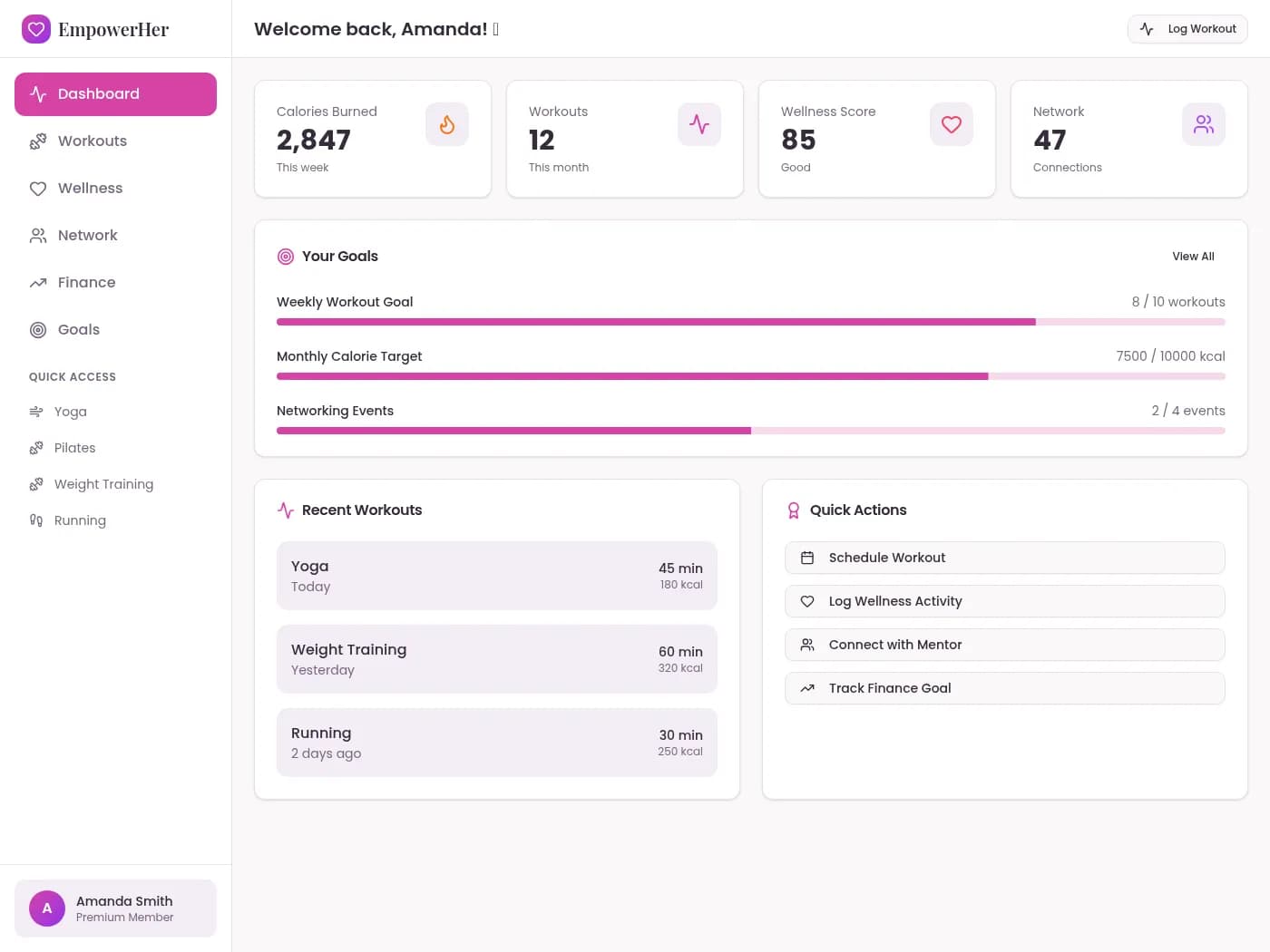 EmpowerHer: All-in-One Fitness, Wellness, and Networking Platform for Women