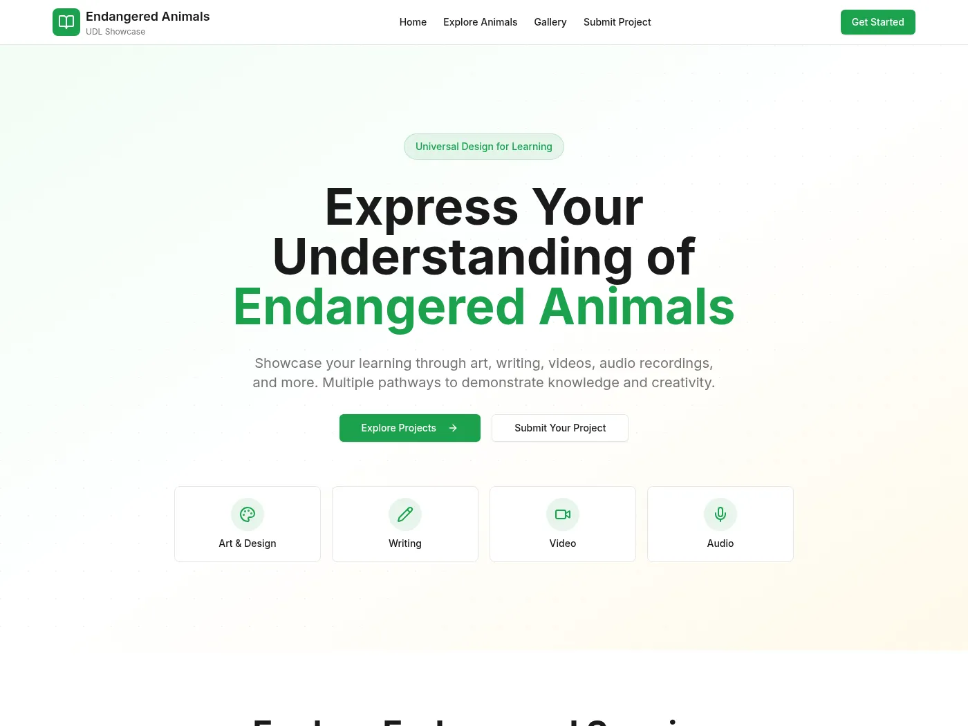 Endangered Animals UDL Communication Showcase