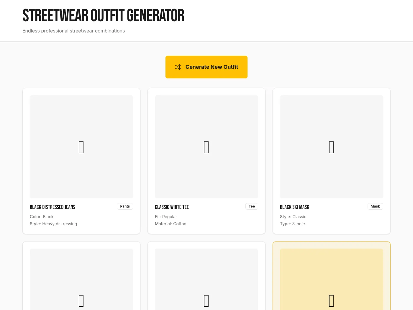 Endless Professional Streetwear Outfit Generator