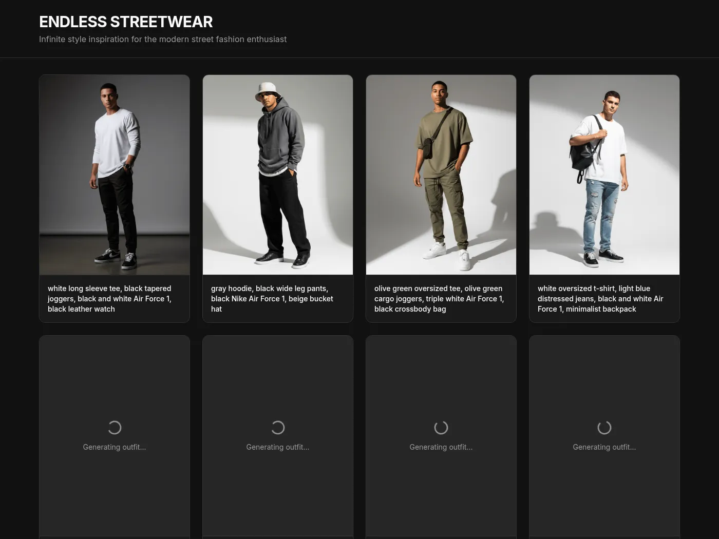 Endless Outfit Generator for Model Man in Streetwear